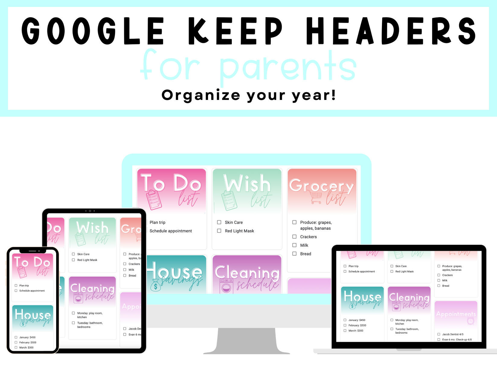 550+ Google Keep Headers for Parents | Ombre Bright Colors – Play ...