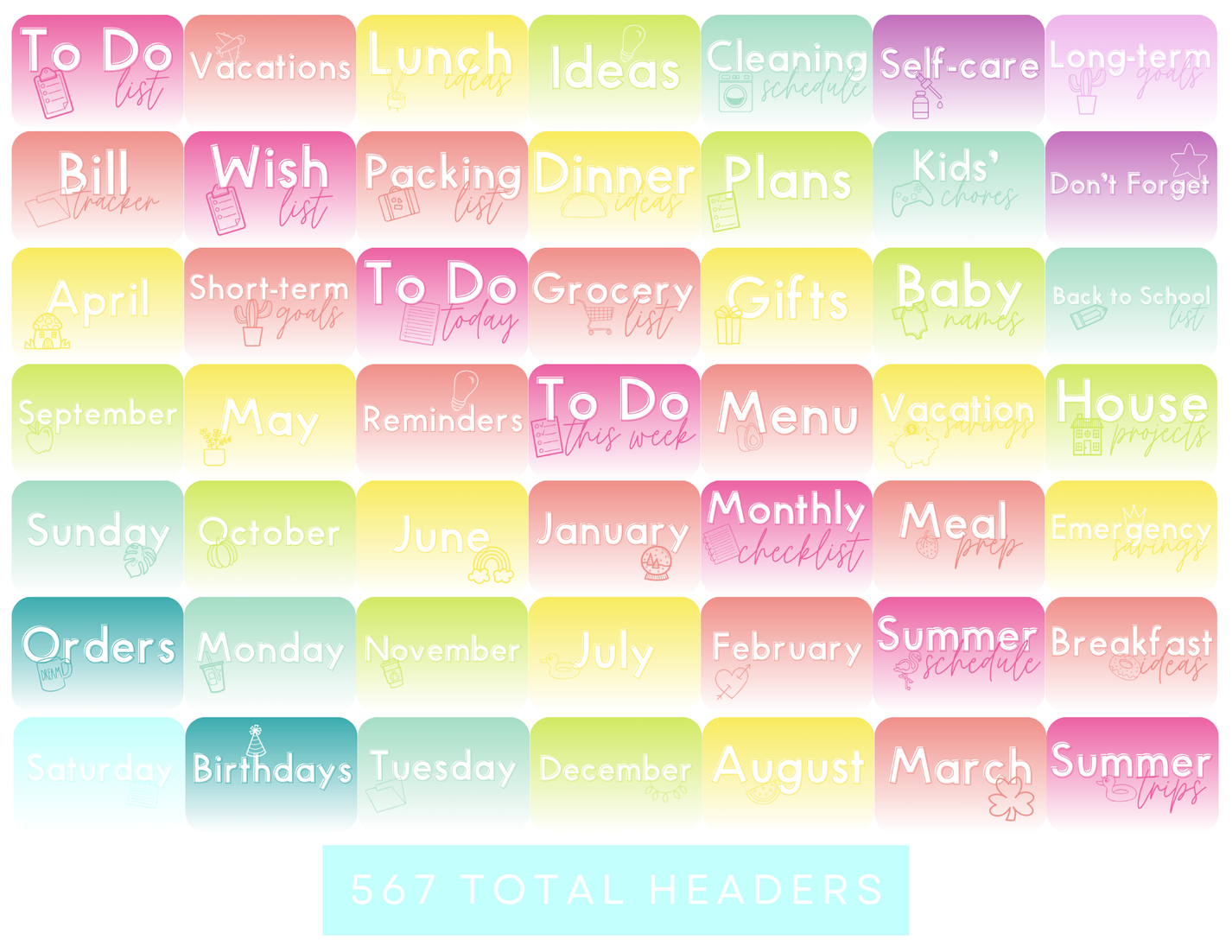 550+ Google Keep Headers for Parents | Ombre Bright Colors – Play ...
