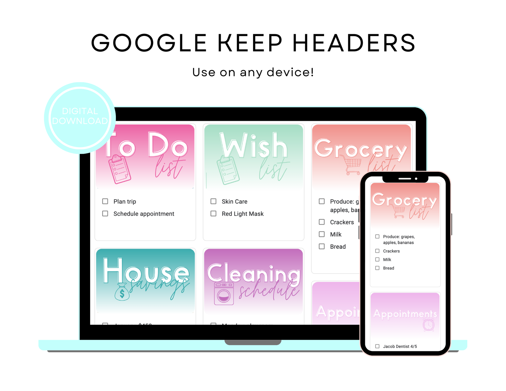 550+ Google Keep Headers for Parents | Ombre Bright Colors – Play ...