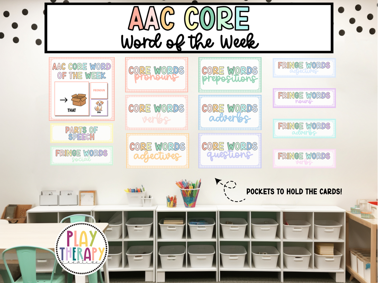 AAC Core Word of the Week Display - Gingham Book Design – Play Therapy ...