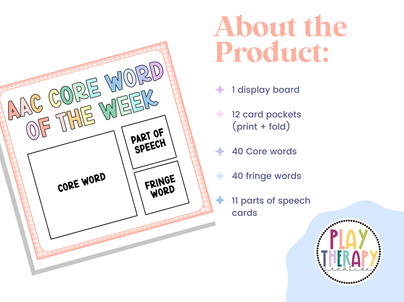 AAC Core Word of the Week Display - Gingham Book Design – Play Therapy ...