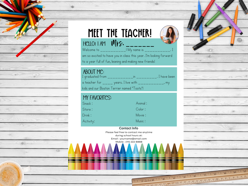 Meet the Teacher Letter Template - Crayons – Play Therapy Creative