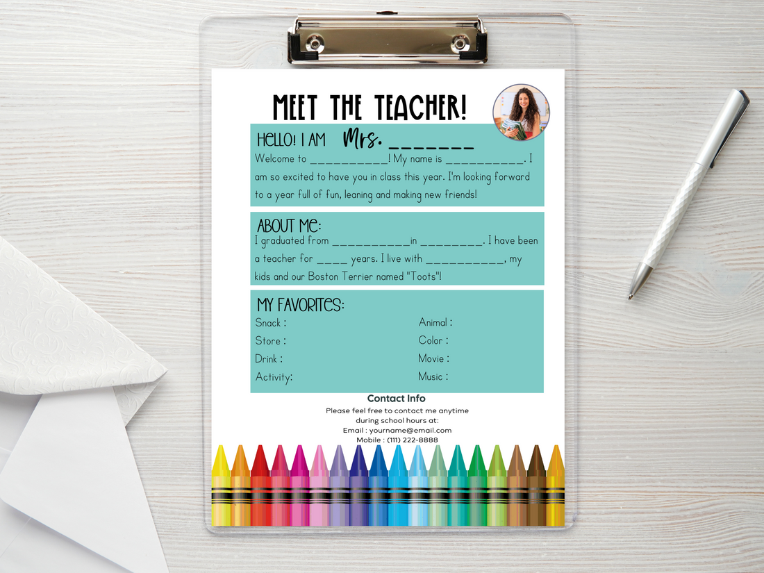 Meet the Teacher Letter Template - Crayons – Play Therapy Creative