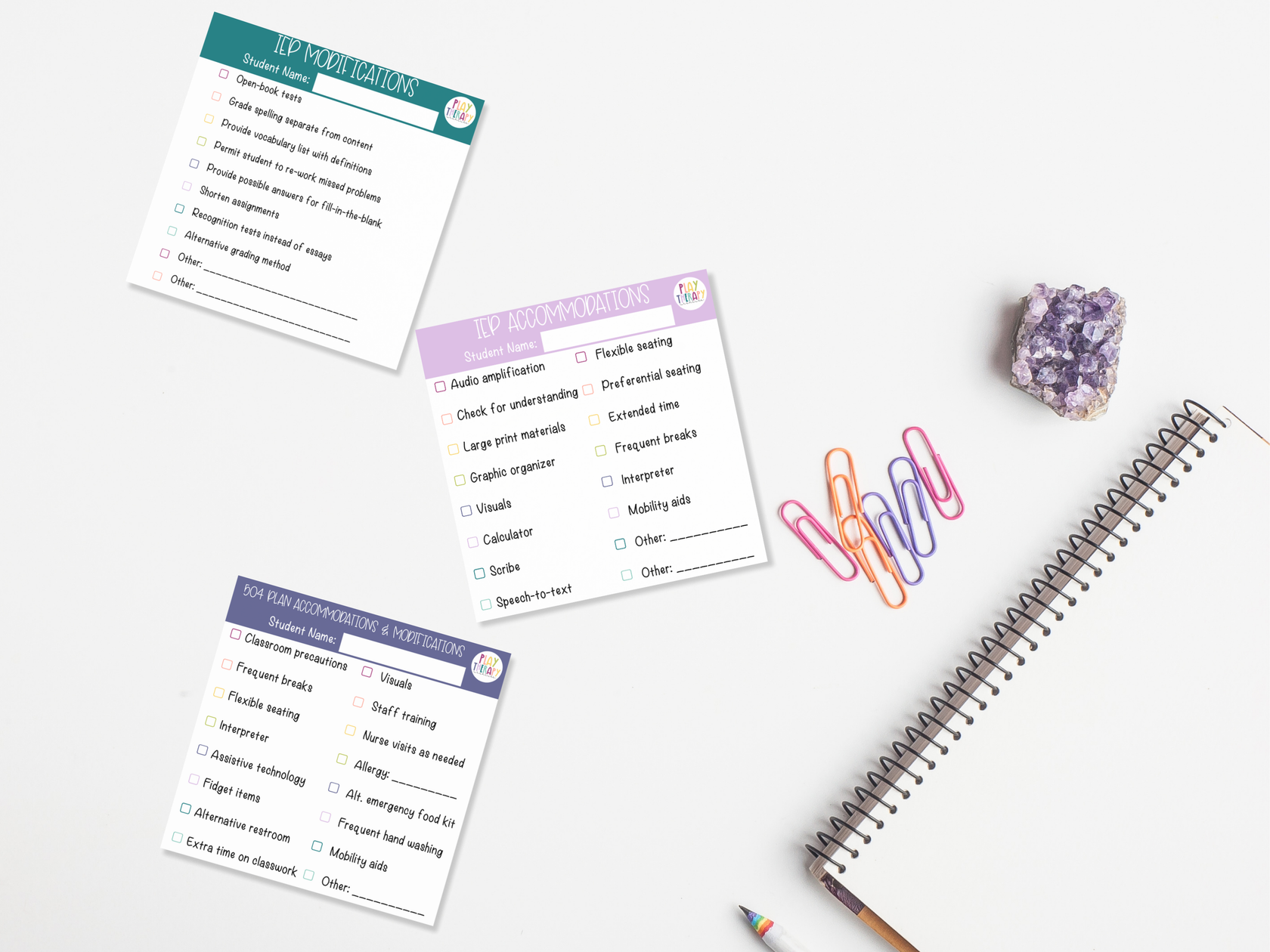 IEP + 504 Plan Sticky Notes – Play Therapy Creative