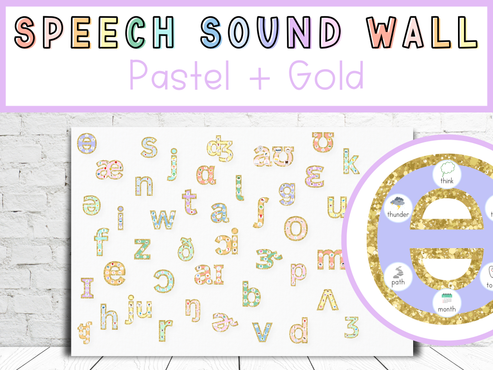 Speech Sound Wall | Pastel + Gold – Play Therapy Creative