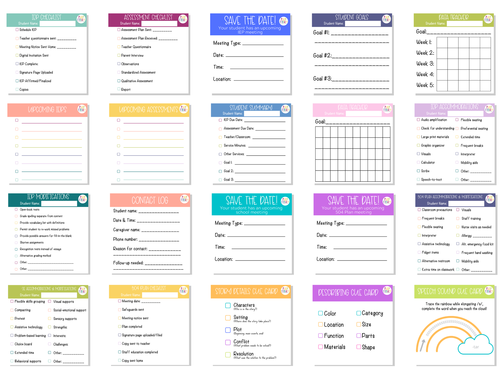 IEP + 504 Plan Sticky Notes – Play Therapy Creative