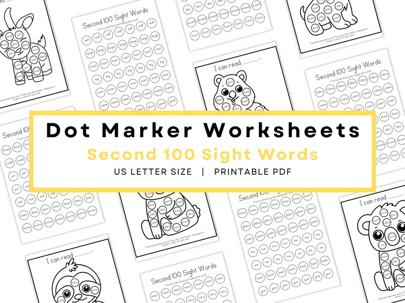 Dot Marker Reading Practice Coloring Pages | Second 100 Sight Words ...