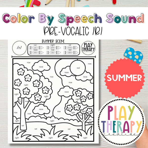 Pre-vocalic /r/ Sound Summer Themed Color-by-Speech-Sounds for Speech ...