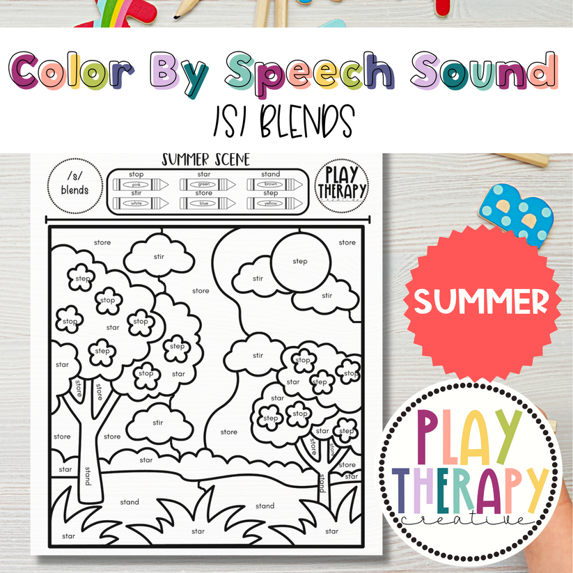 /s/ Blends Sound Summer Themed Color-by-Speech-Sounds for Speech Thera – Play Therapy Creative