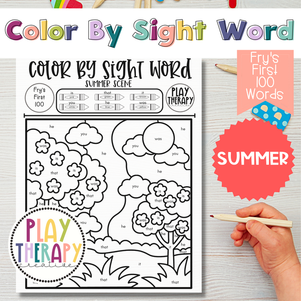 Fry's First 100 Color-by-Sight-Word Coloring Page Practice Sheets - Su ...