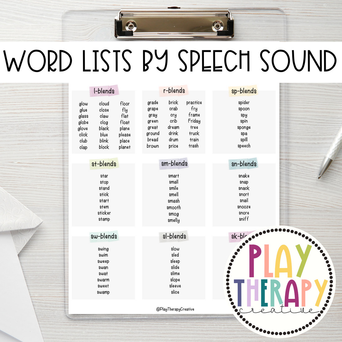 Articulation Word Lists – Play Therapy Creative
