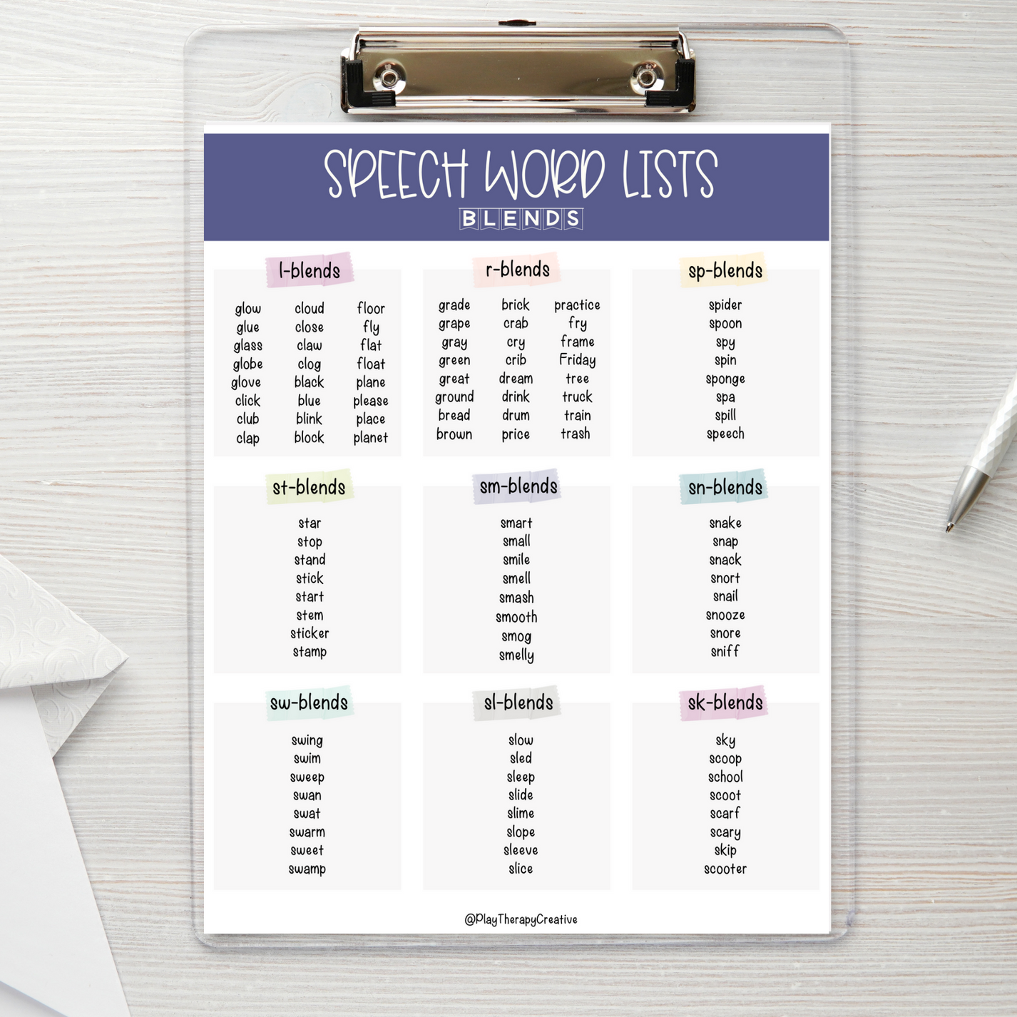 Articulation Word Lists – Play Therapy Creative